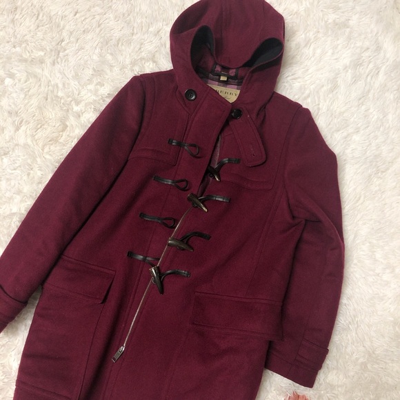 Burberry | Jackets & Coats | Burberry Coat Maroon | Poshmark